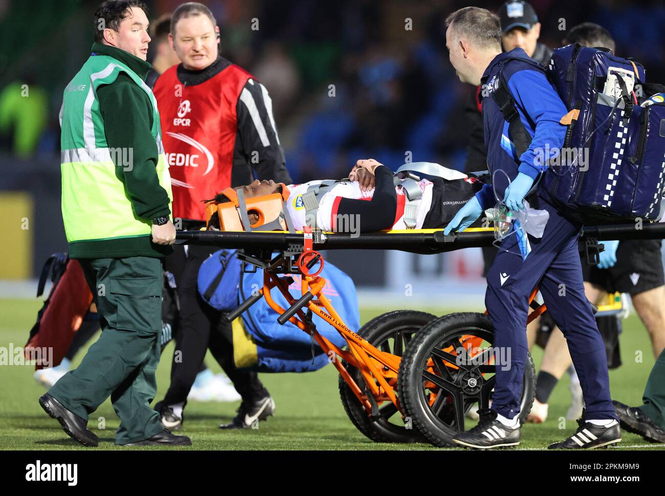 Lions' Rabz Maxwane leaves the game with an injury during the EPCR ...