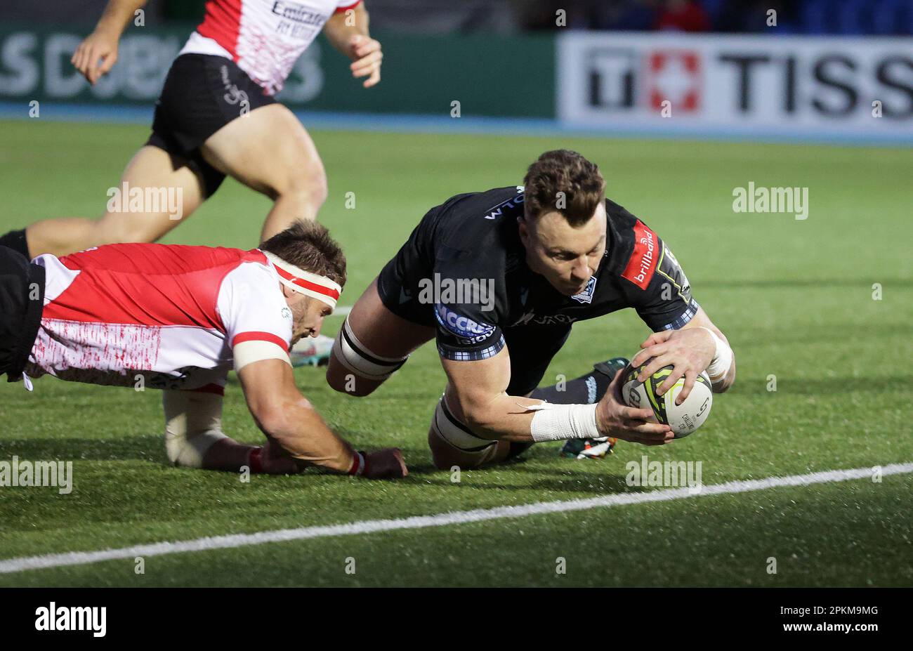 Glasgow Warriors' Jack Dempsey scores their side's first try during the ...