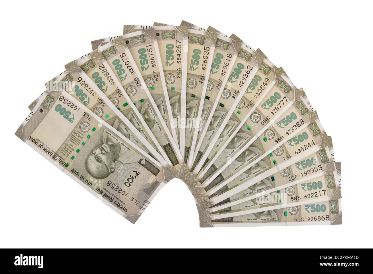 500 indian currency note isolated on white background with cut out ...