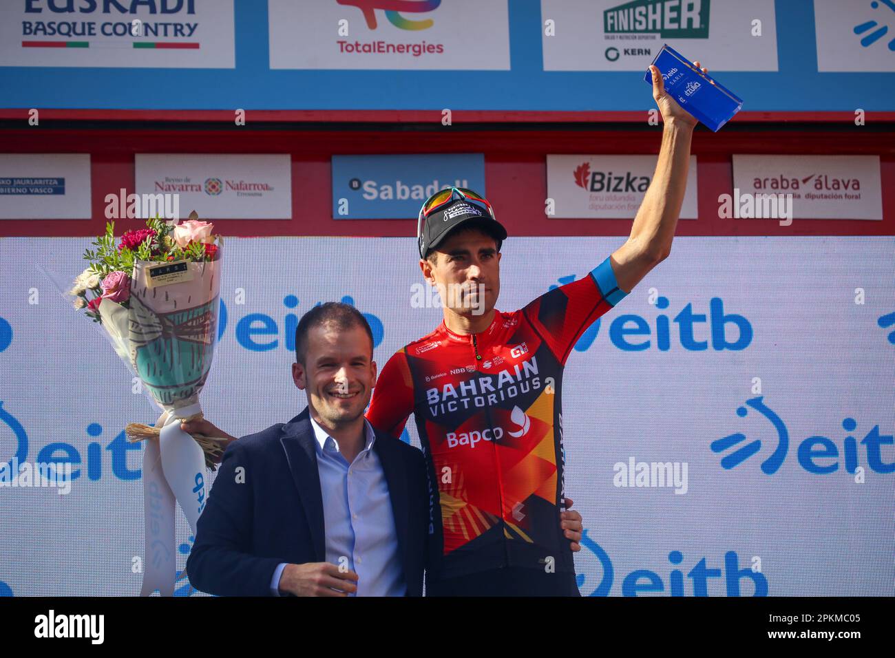 Eibar, Spain, April 08th, 2023: The Bahrain Victorius rider, Mikel ...