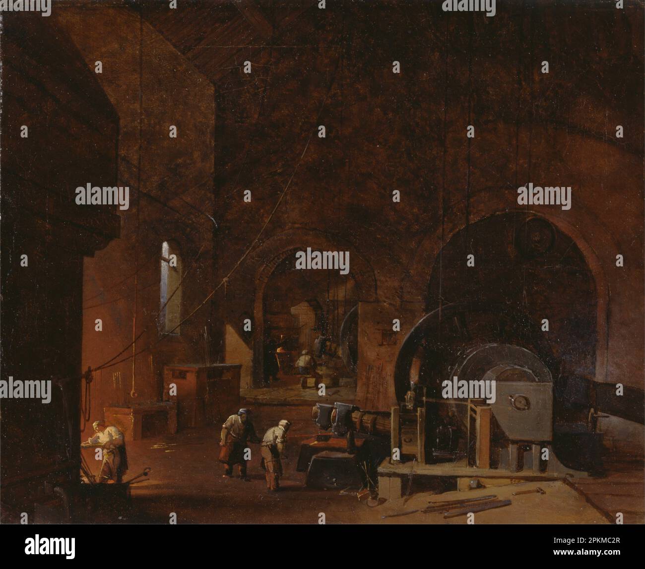 Interior of an ironworks 1850 by Godfrey Sykes Stock Photo - Alamy