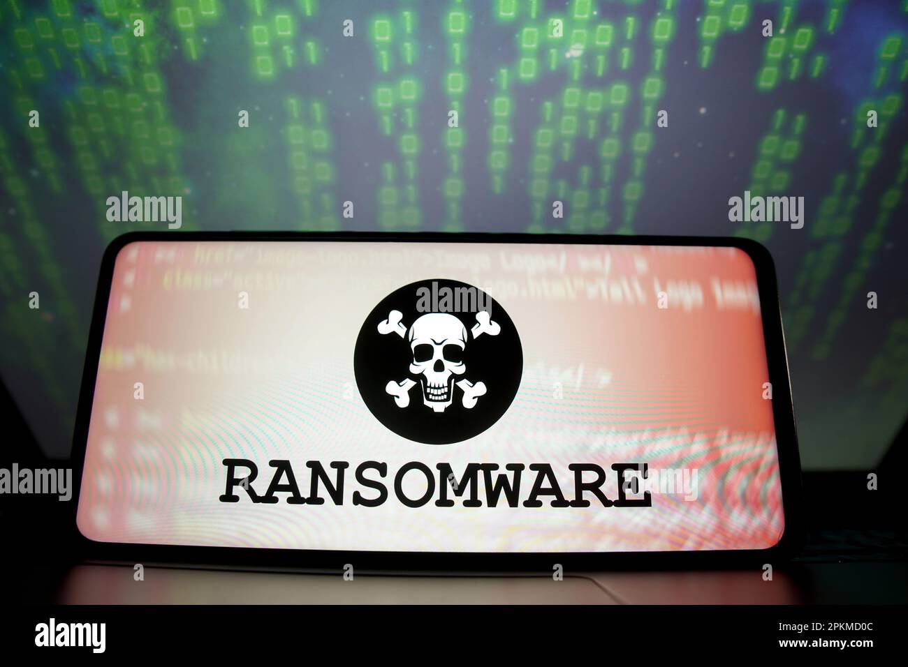In this photo illustration, the representation of a ransomware is ...