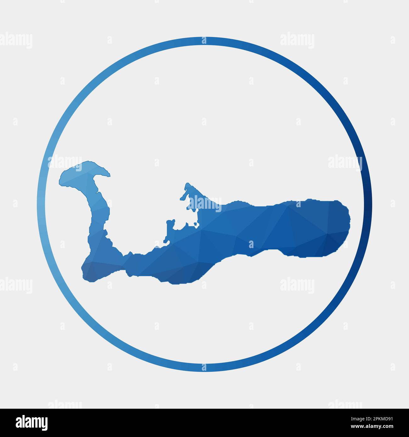 Grand Cayman icon. Polygonal map of the island in gradient ring. Round ...