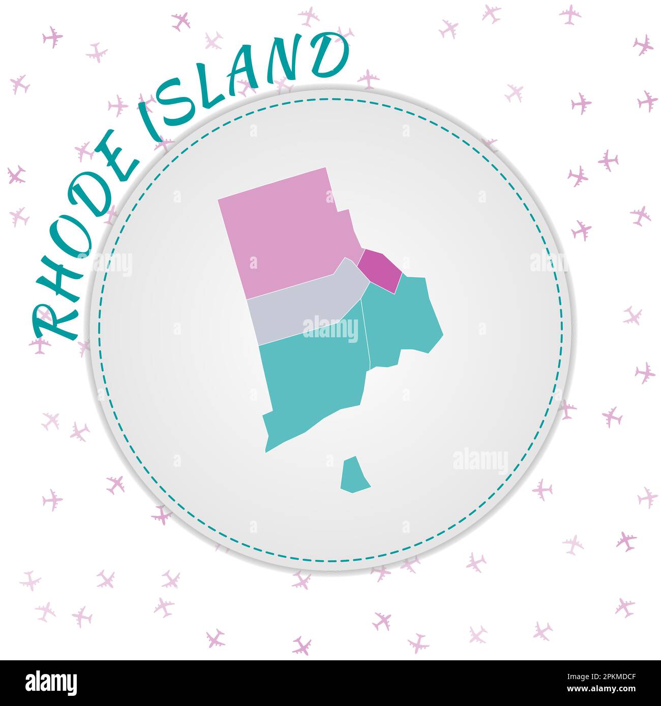 Rhode Island map design. Map of the US state with regions in emerald ...