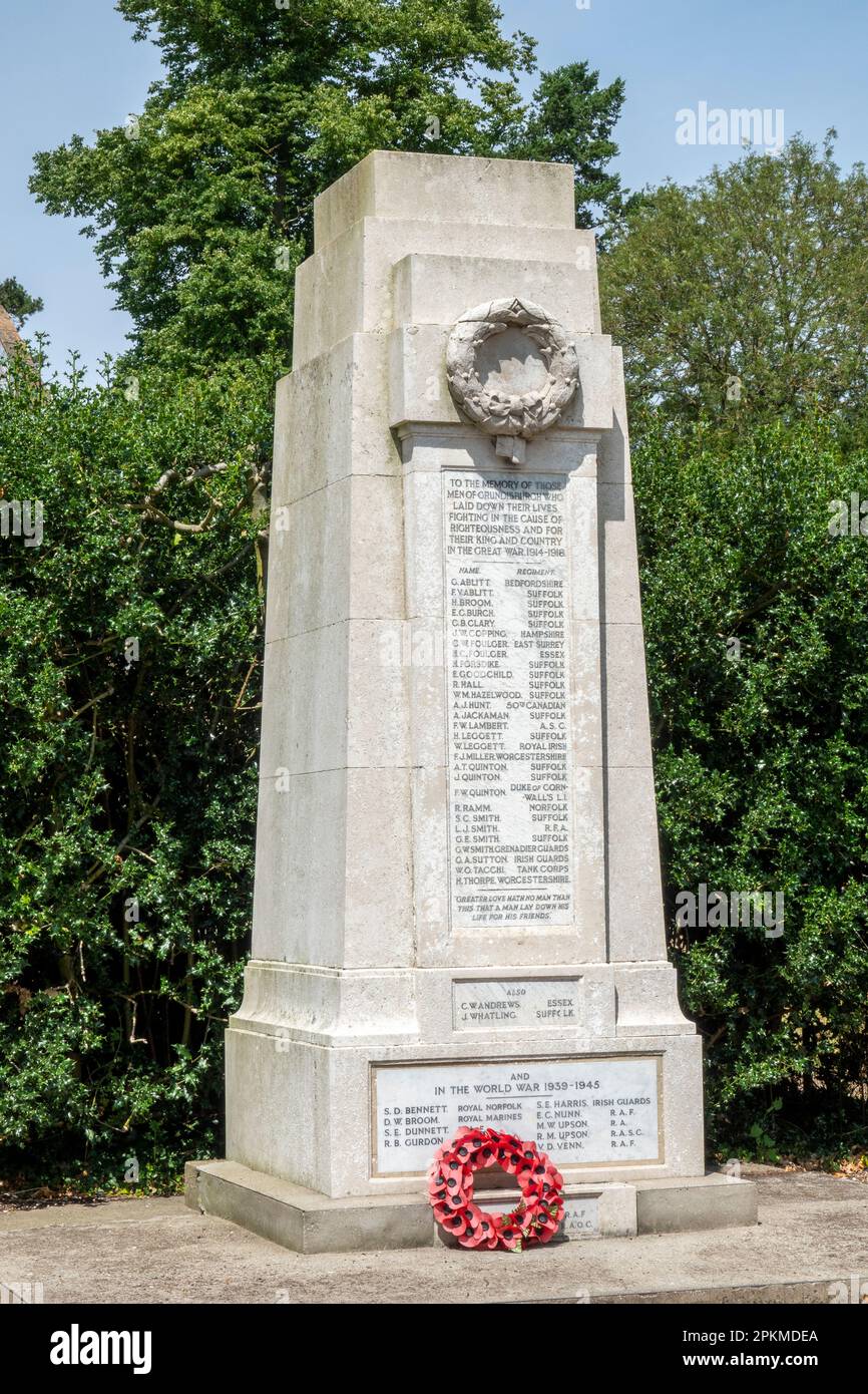 Grundisburgh War Memorial, Suffolk England Stock Photo - Alamy