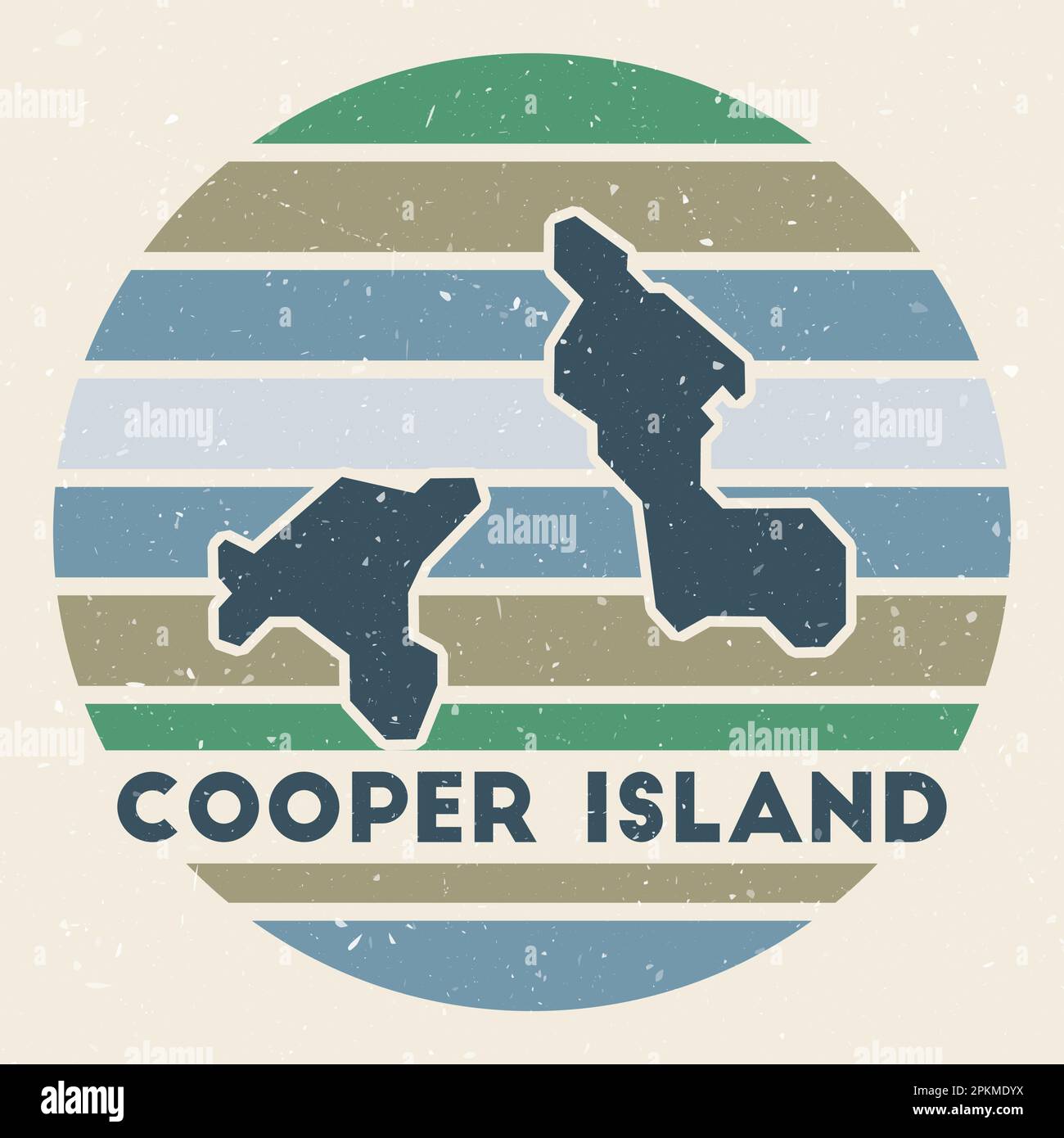 Cooper Island logo. Sign with the map and colored stripes, vector ...