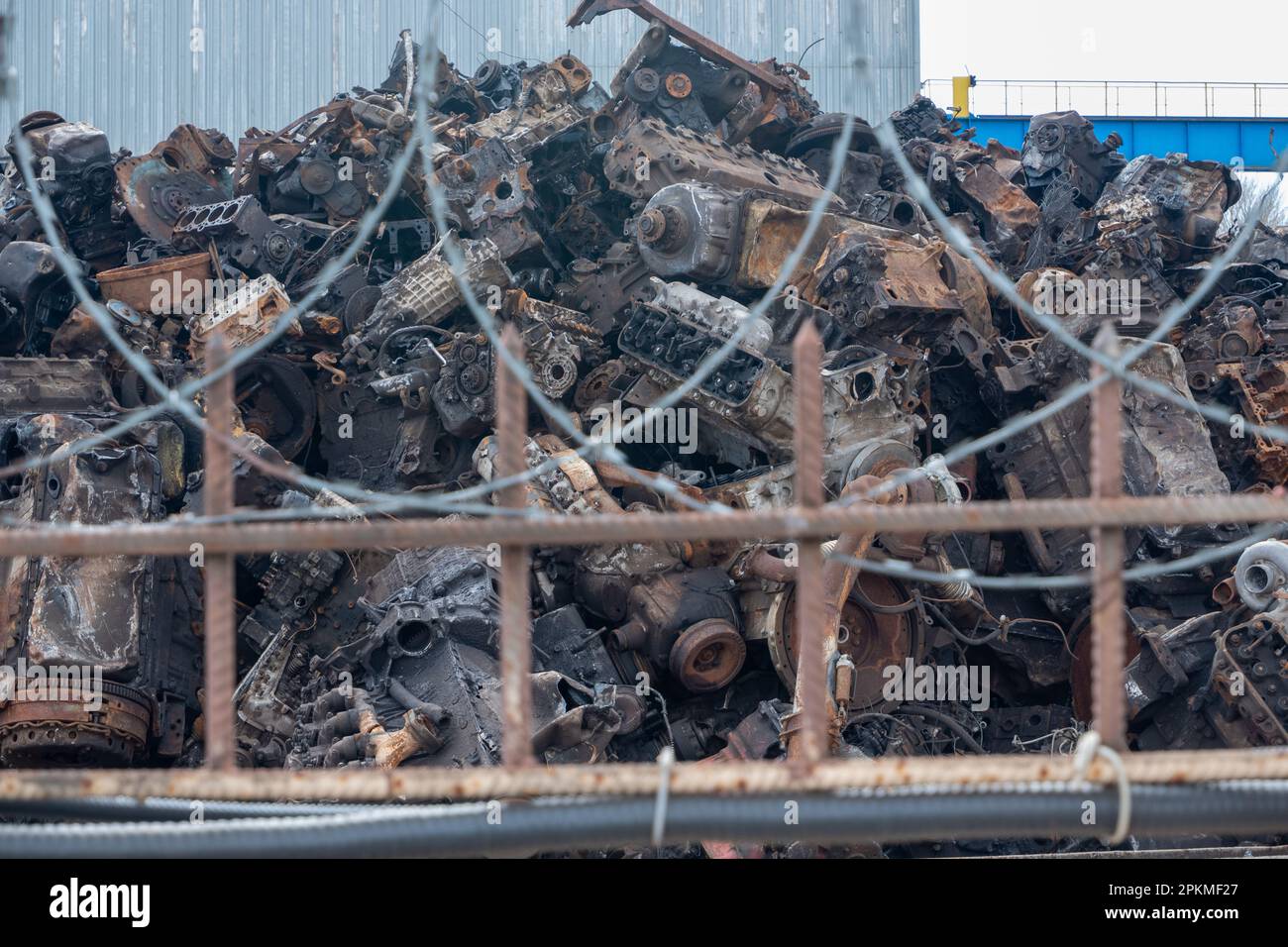 Scrap metal dump in the open air. The concept of environmental safety ...