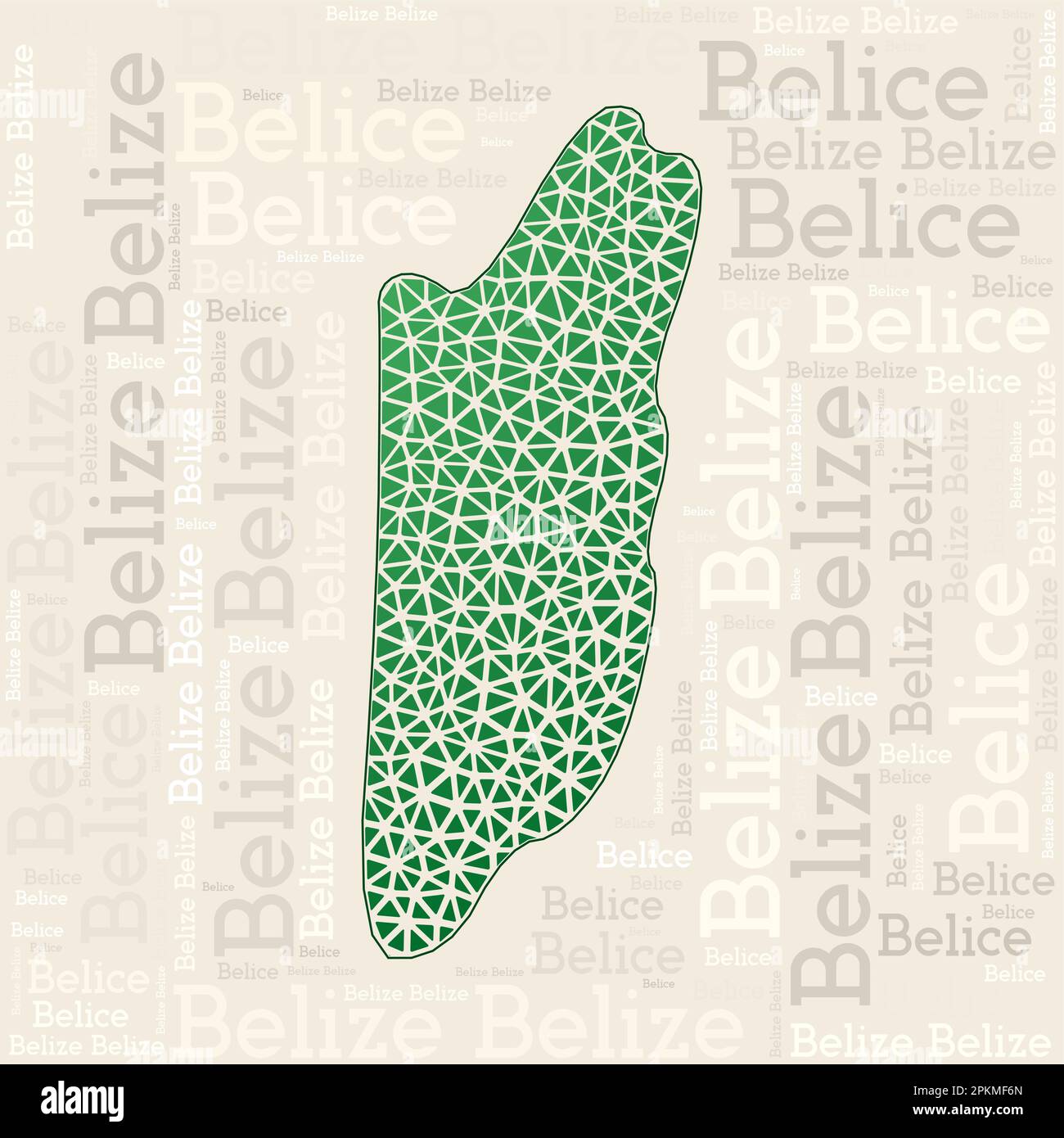 BELIZE map design. Country names in different languages and map shape ...