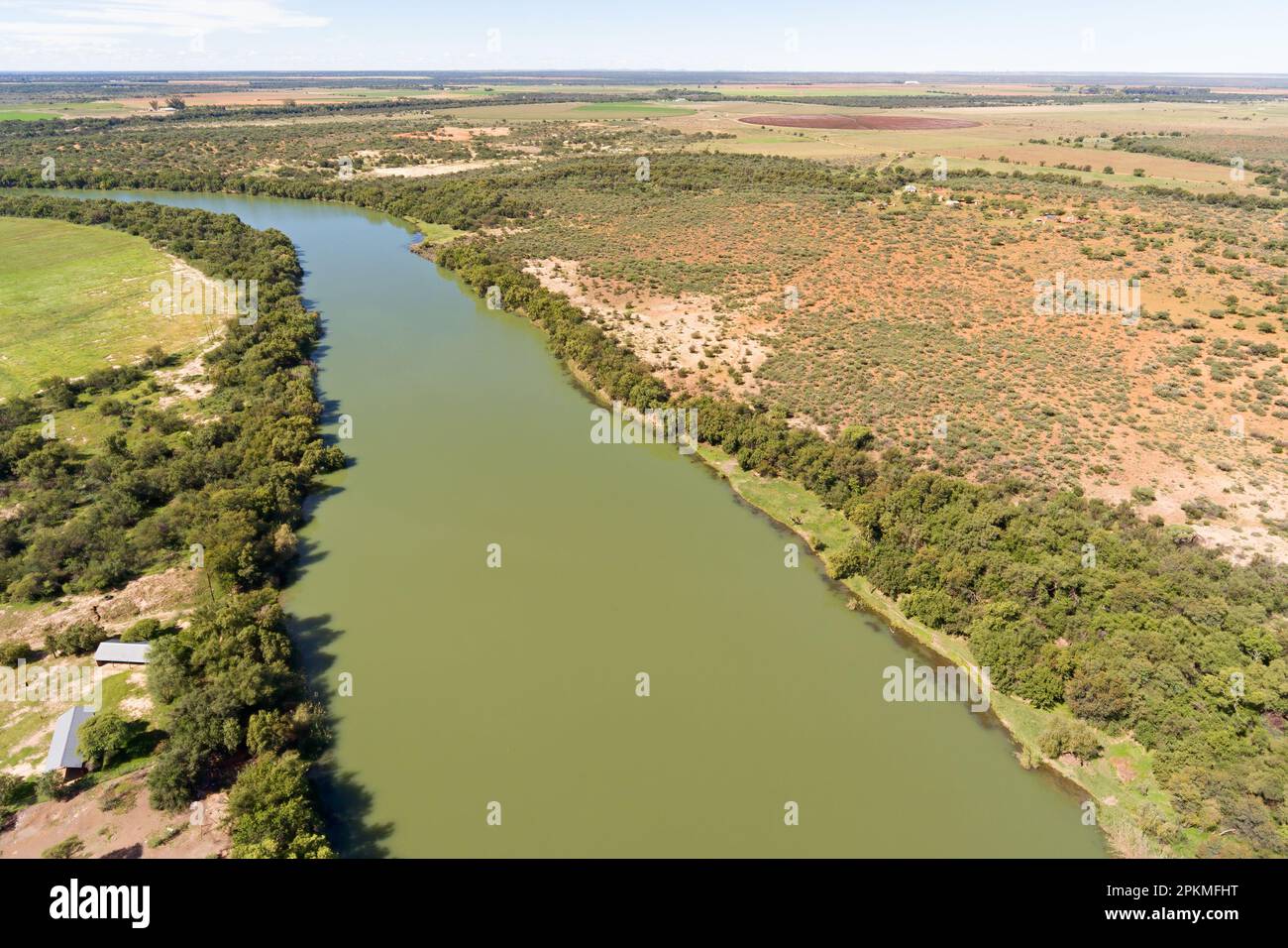 View of the Vaal river and riverine vegetation in the Northern Cape ...