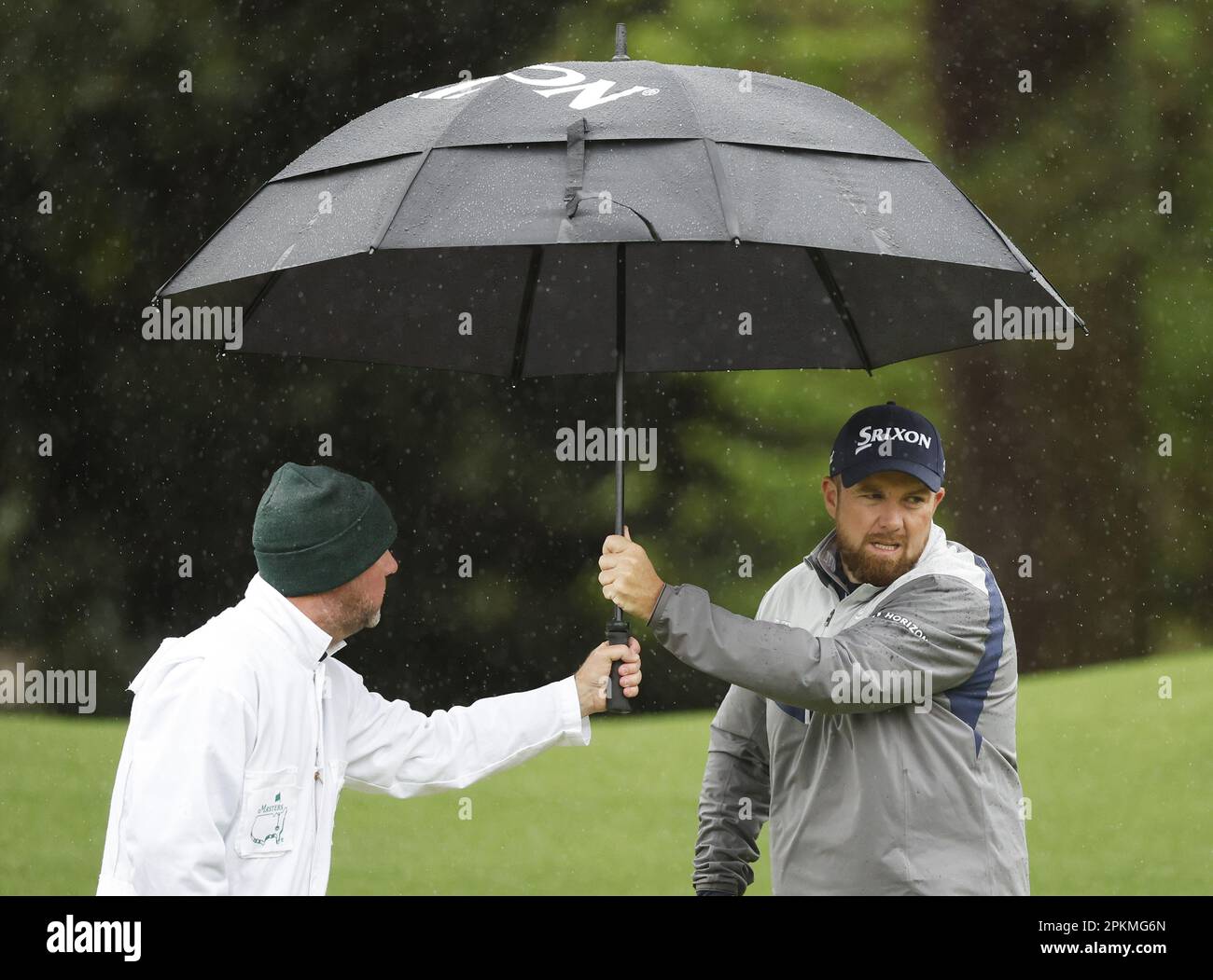 Augusta, United States. 08th Apr, 2023. Shane Lowry of Ireland hands an ...