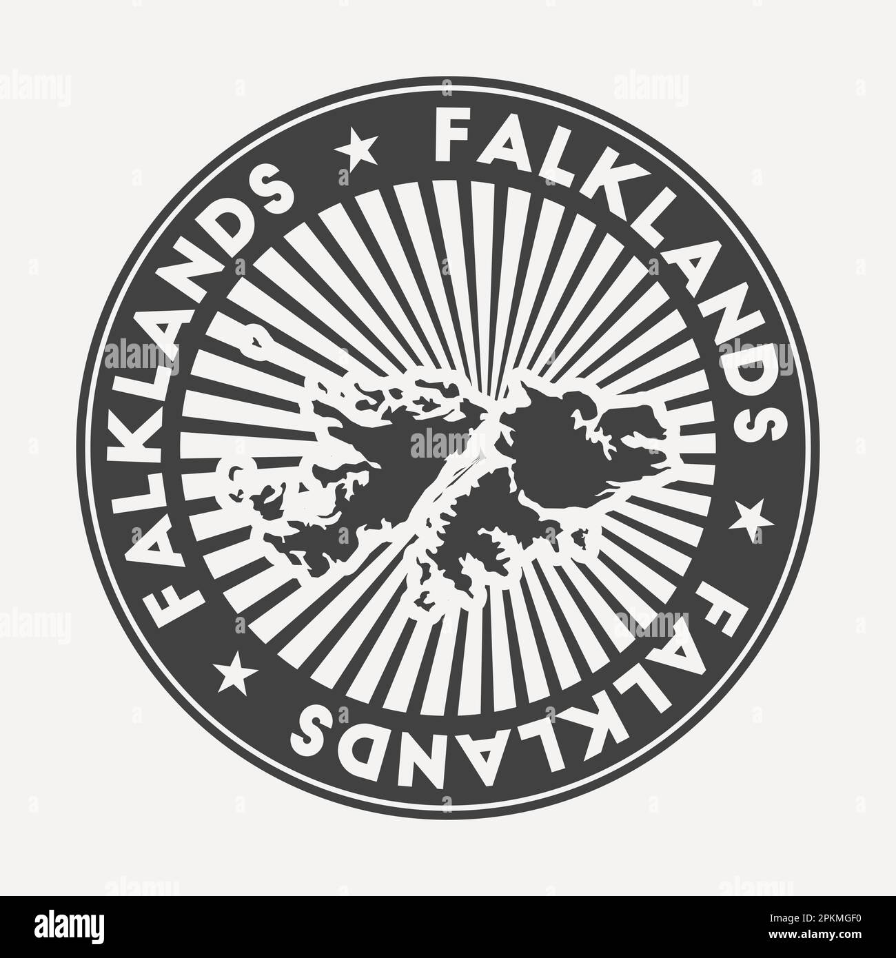 Falklands round logo. Vintage travel badge with the circular name and ...
