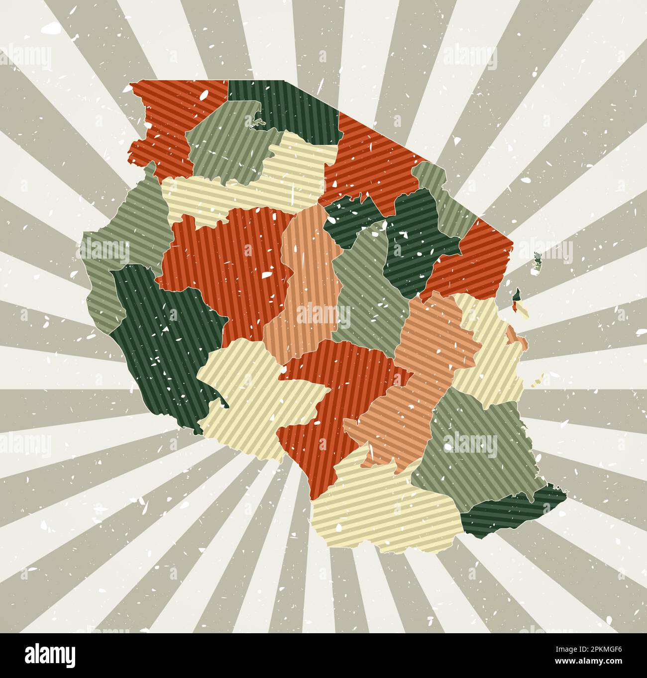 Tanzania Vintage Map Grunge Poster With Map Of The Country In Retro Color Palette Shape Of
