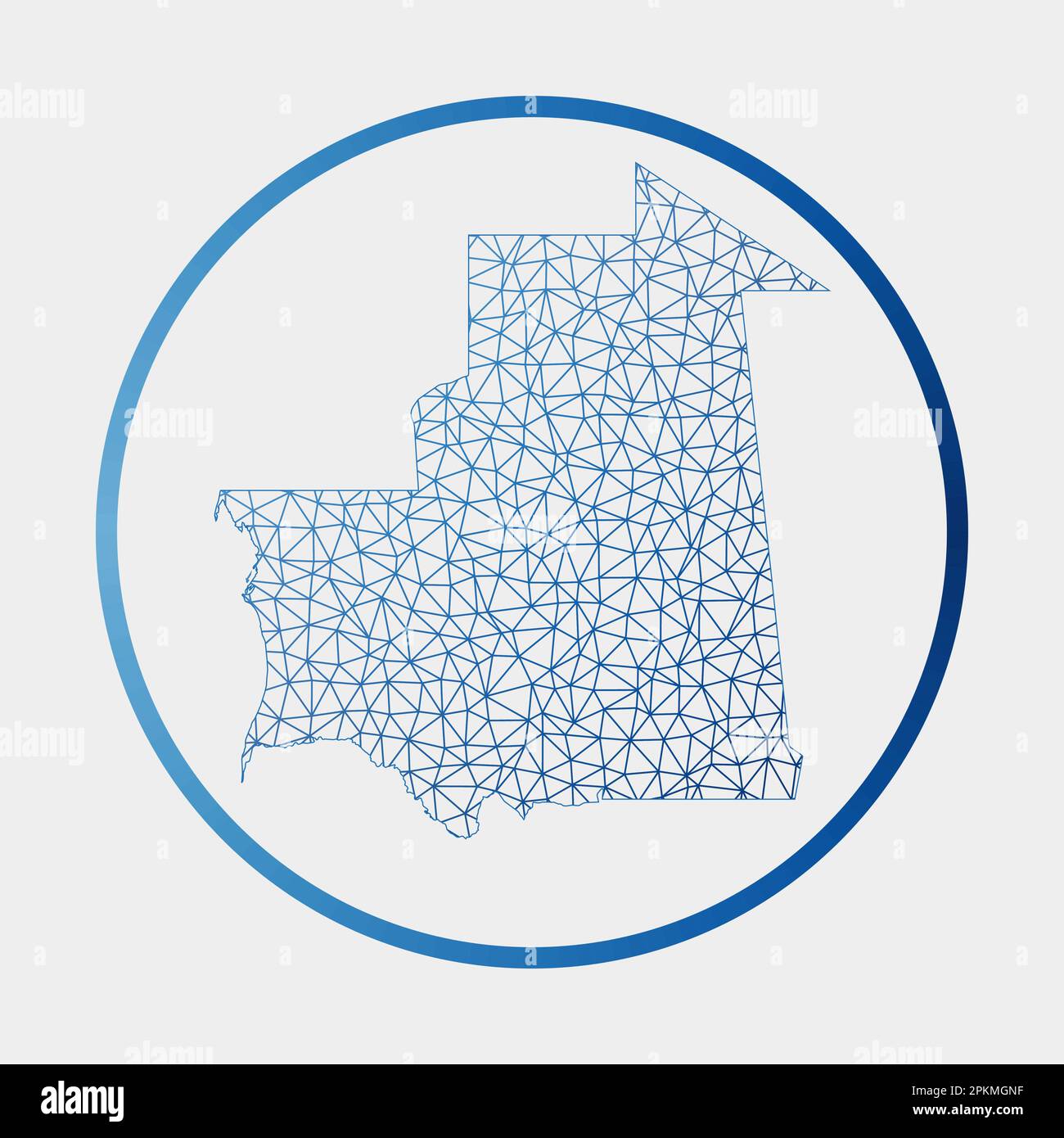 Mauritania icon. Network map of the country. Round Mauritania sign with ...