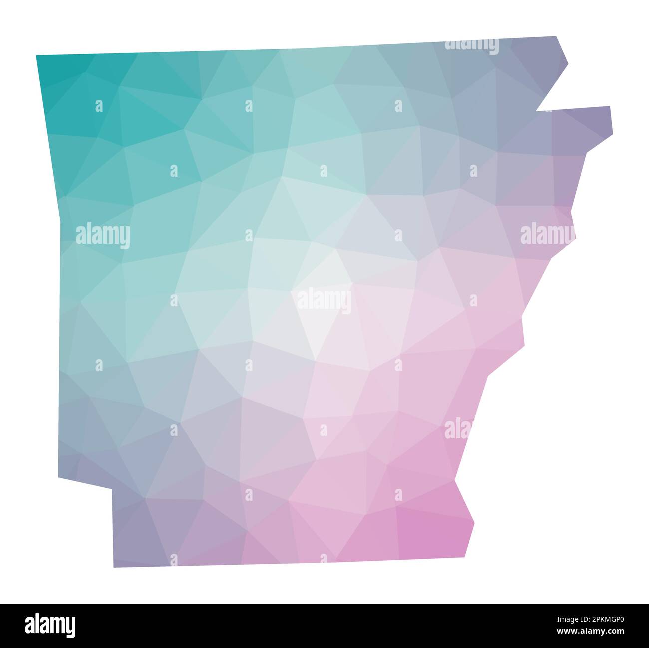 Polygonal map of Arkansas. Geometric illustration of the US state in ...