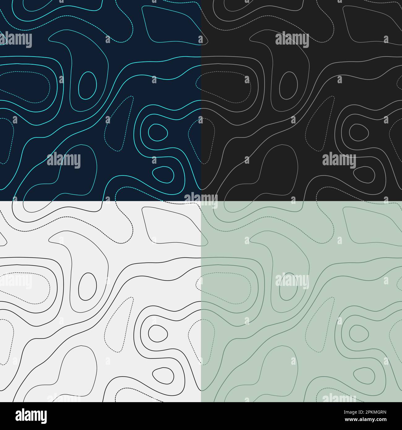Topography patterns. Seamless elevation map tiles. Awesome isoline ...