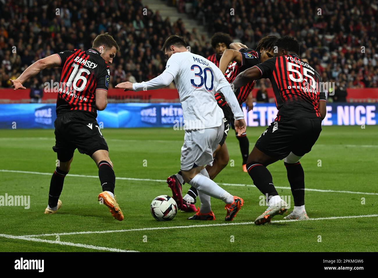 Nice, France. 08th Apr, 2023. Allianz Riviera, Nice, France, April 08, 2023, lionel messi (psg ...