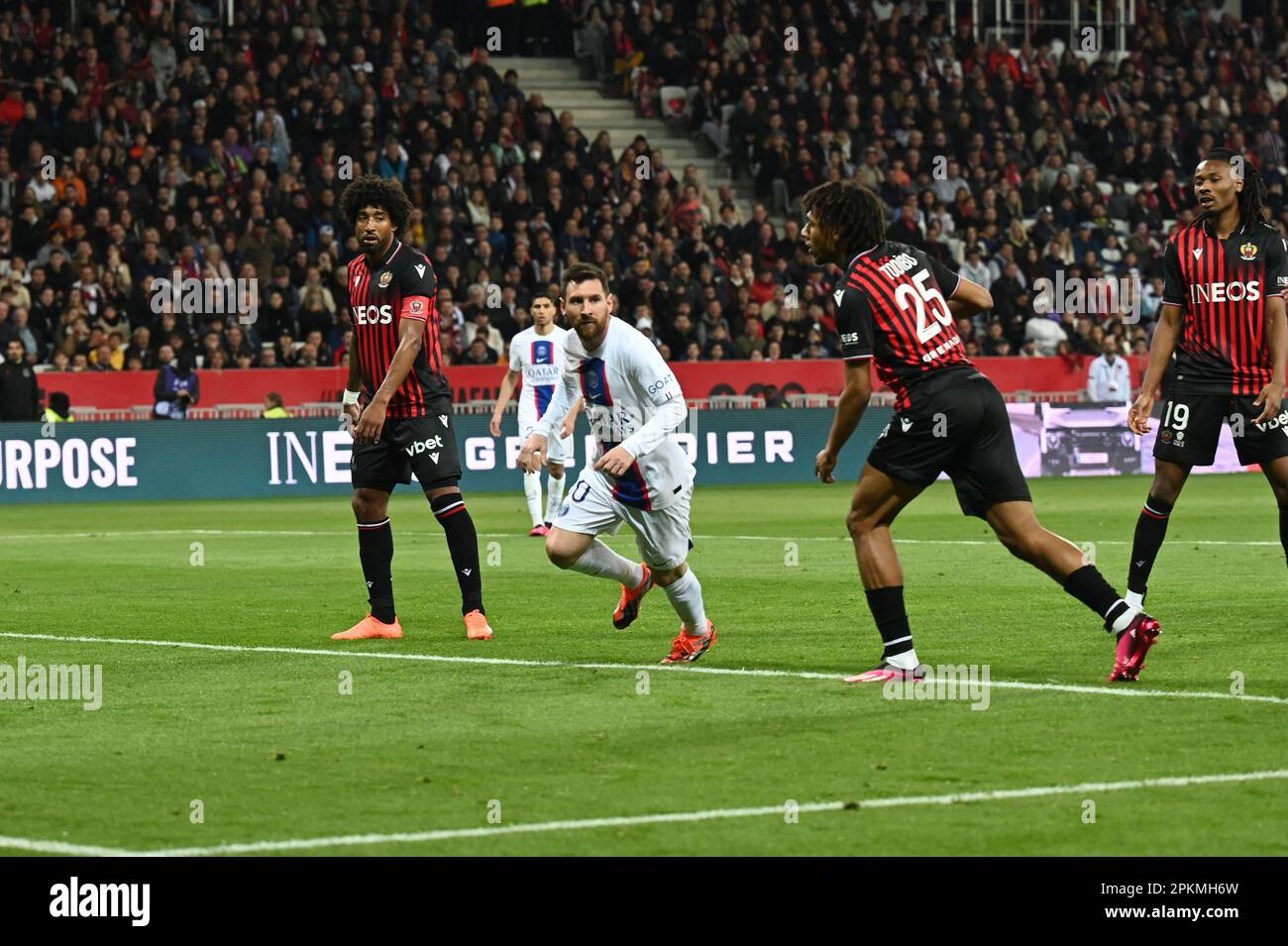 Nice, France. 08th Apr, 2023. Allianz Riviera, Nice, France, April 08, 2023, lionel messi (psg ...