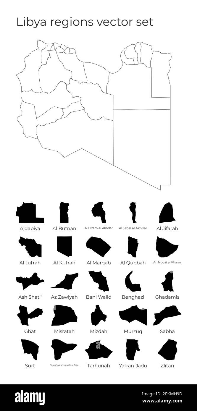 Libya map with shapes of regions. Blank vector map of the country with ...