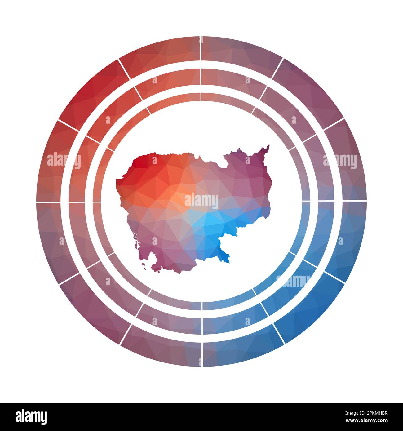 Cambodia badge. Bright gradient logo of country in low poly style. Multicolored Cambodia rounded ...