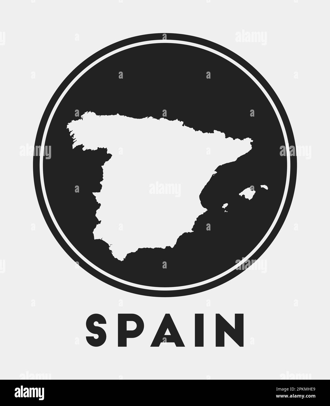 Spain icon. Round logo with country map and title. Stylish Spain badge ...