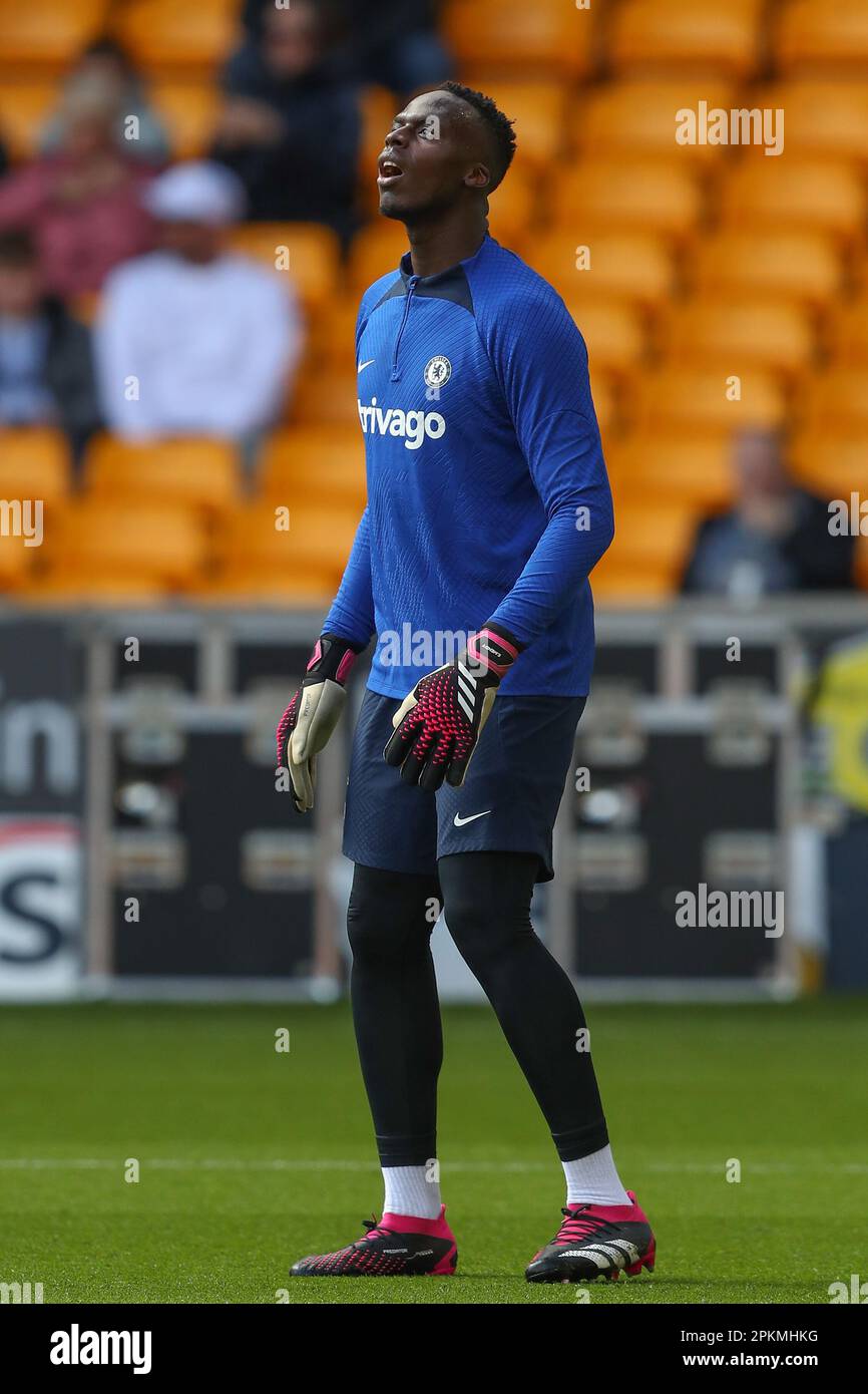Édouard Mendy #16 of Chelsea during the pre-game warm up ahead of the ...