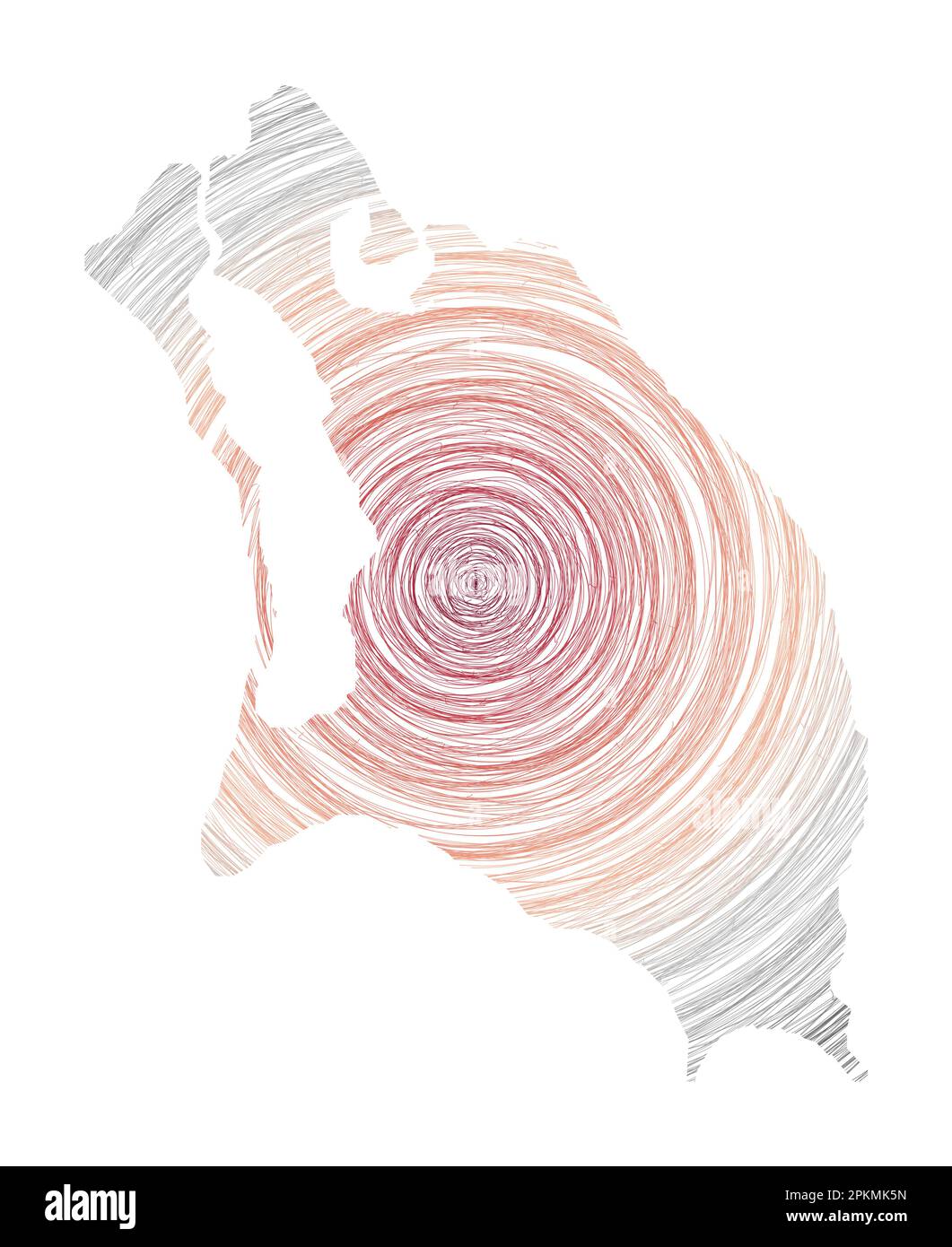 Barbuda map filled with concentric circles. Sketch style circles in ...