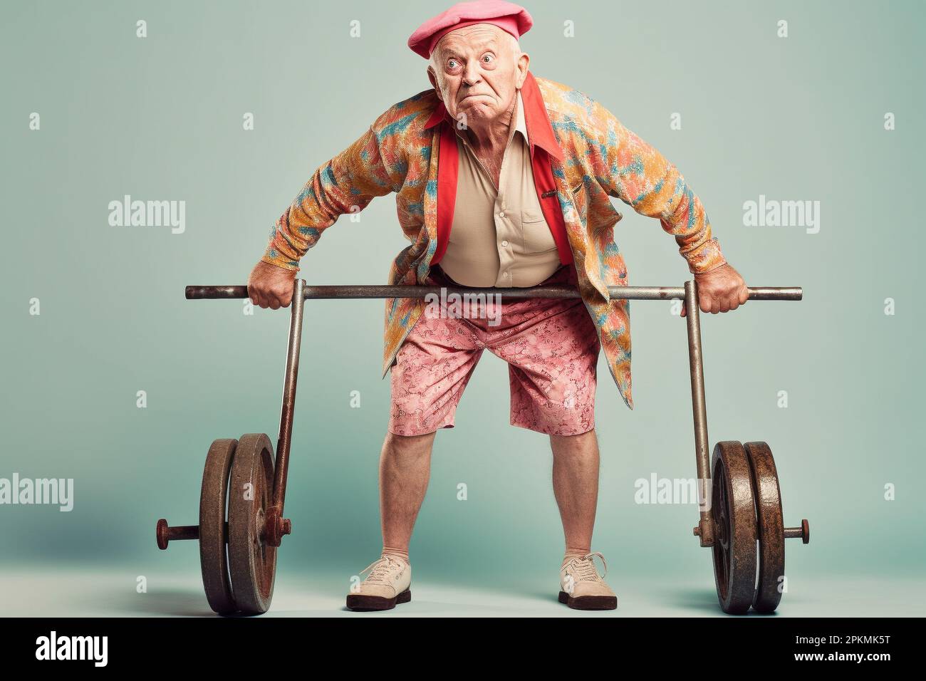 Funny old man doing heavy lifting. Generative AI Stock Photo - Alamy
