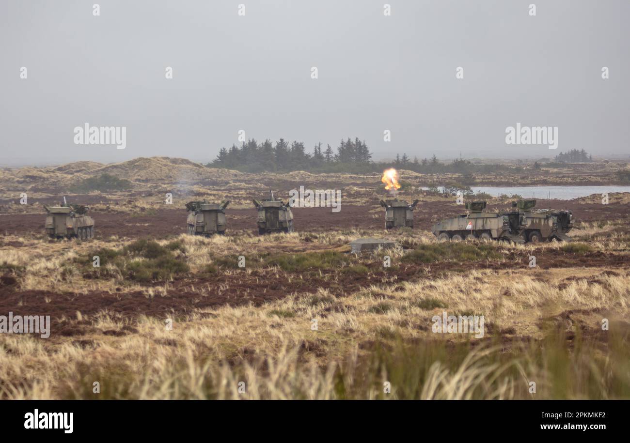 Danish soldiers assigned to the 1st Artillery Battalion fire the ...