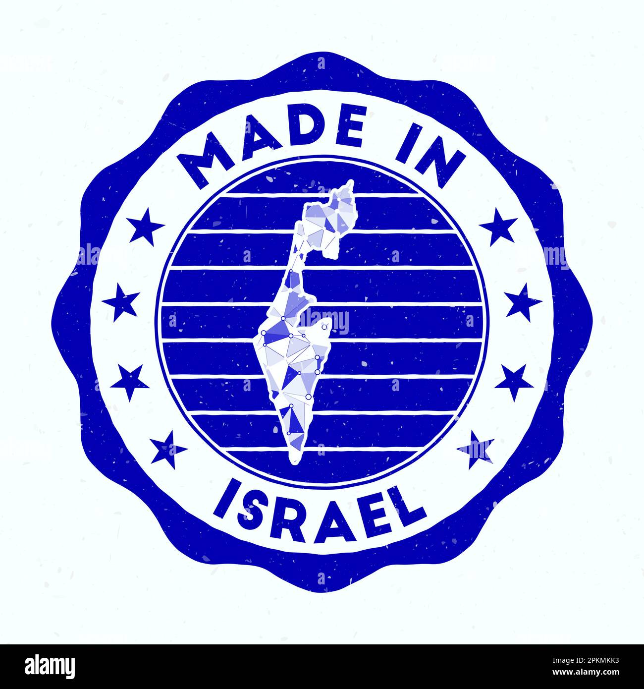 Made in Israel. Country round stamp. Seal of Israel with border shape ...