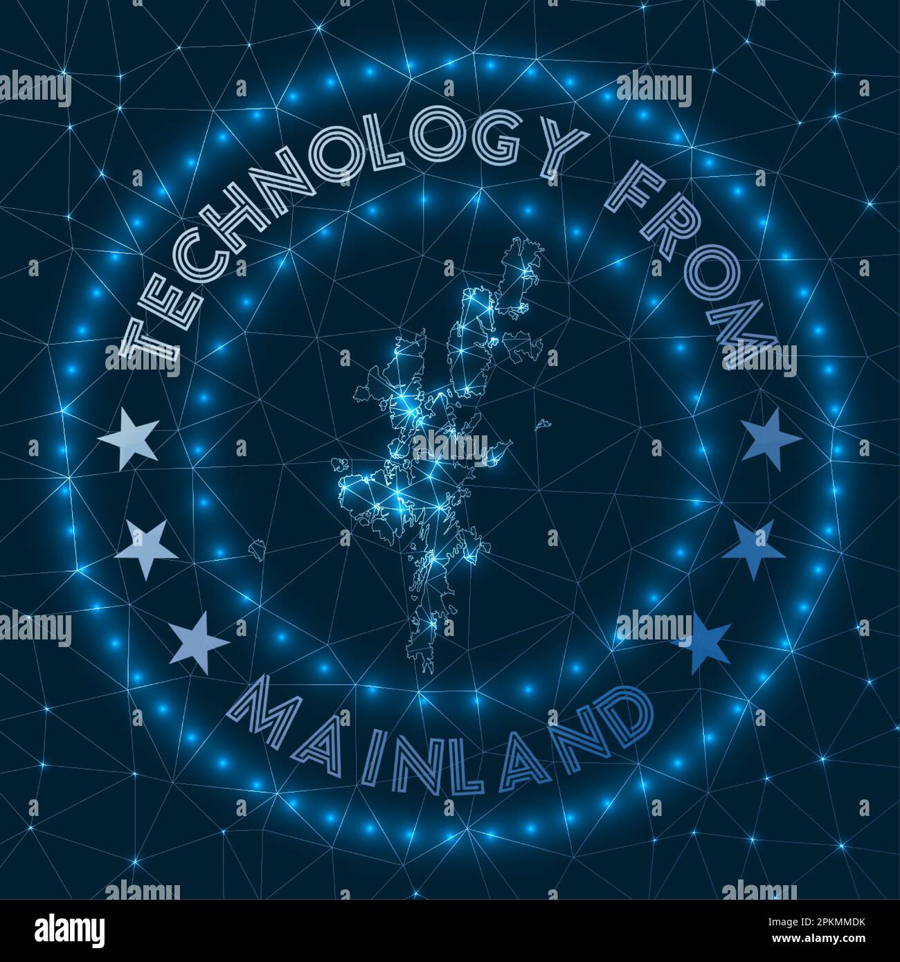 Technology From Mainland. Futuristic geometric badge of the island ...