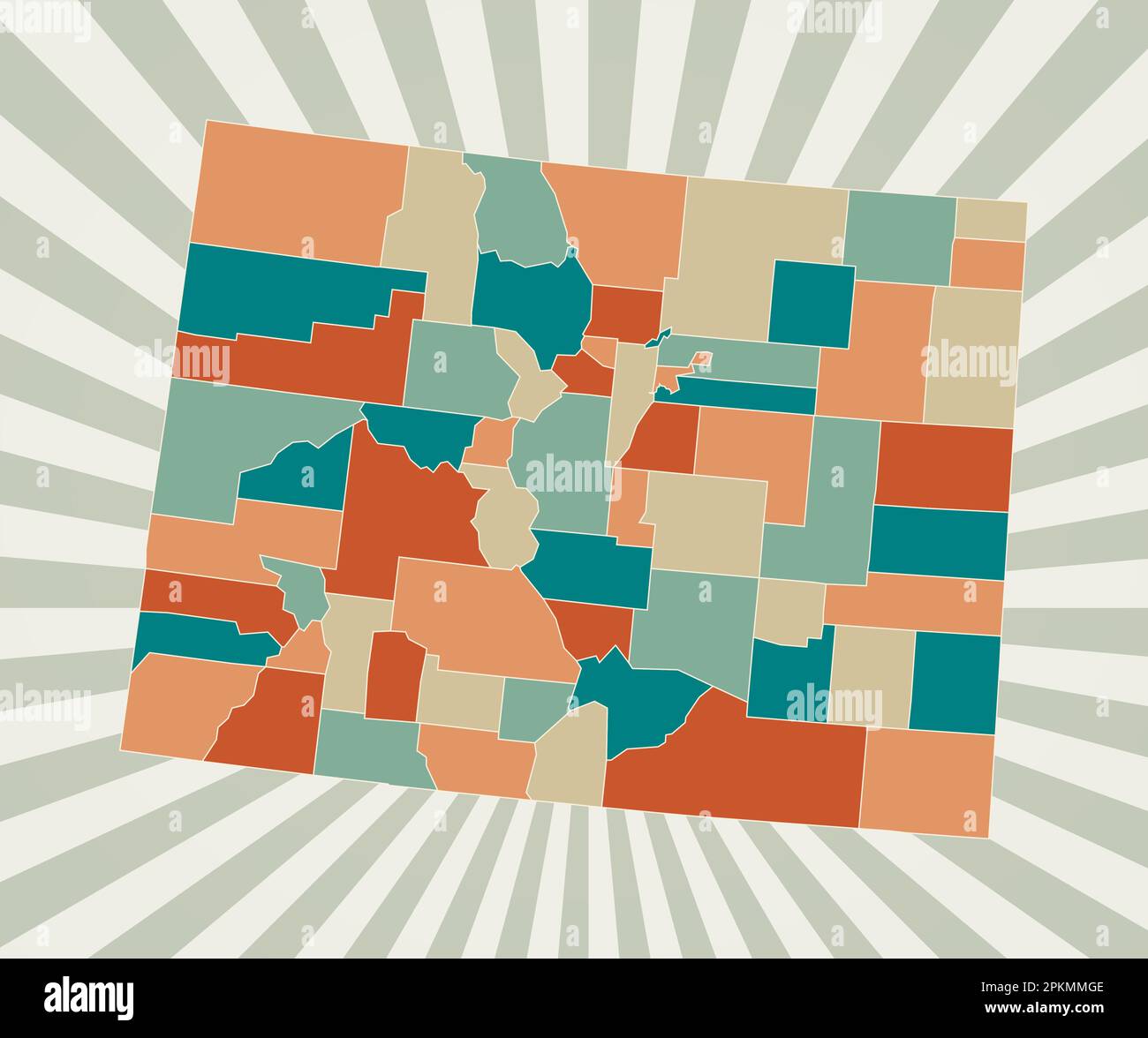 Colorado map. Poster with map of the us state in retro color palette ...