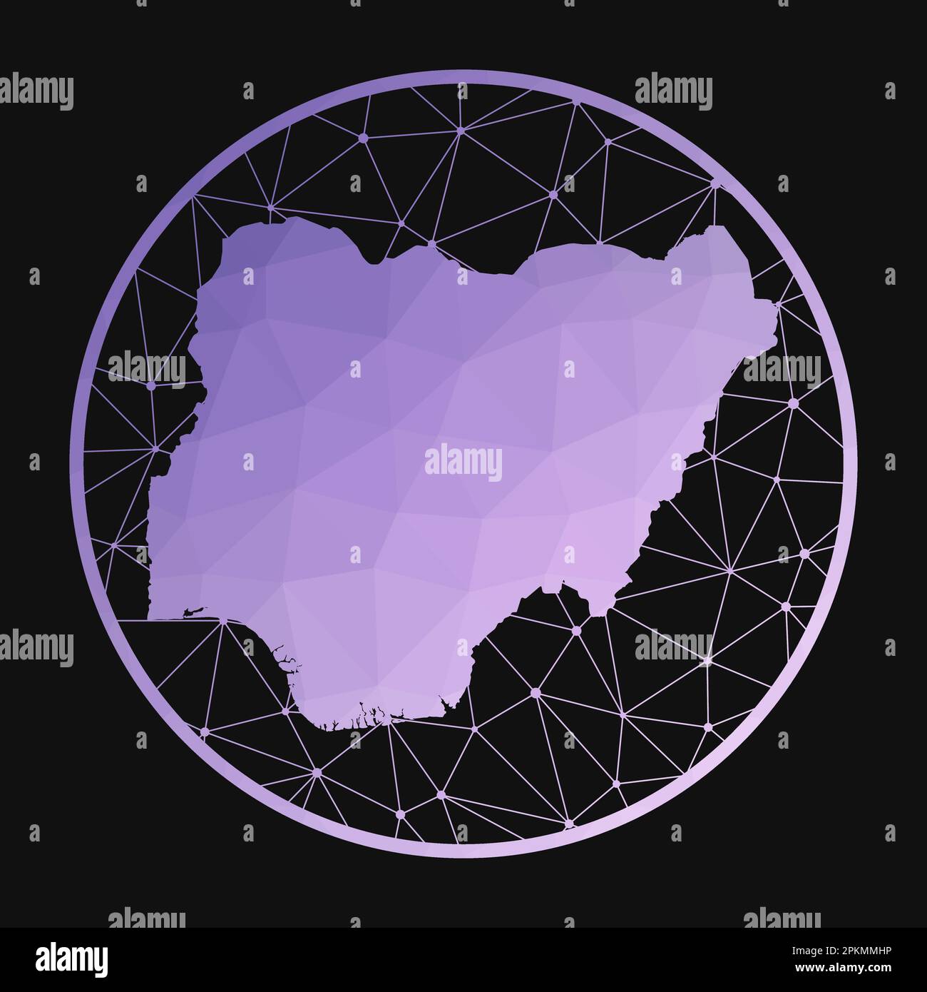 Nigeria icon. Vector polygonal map of the country. Nigeria icon in ...
