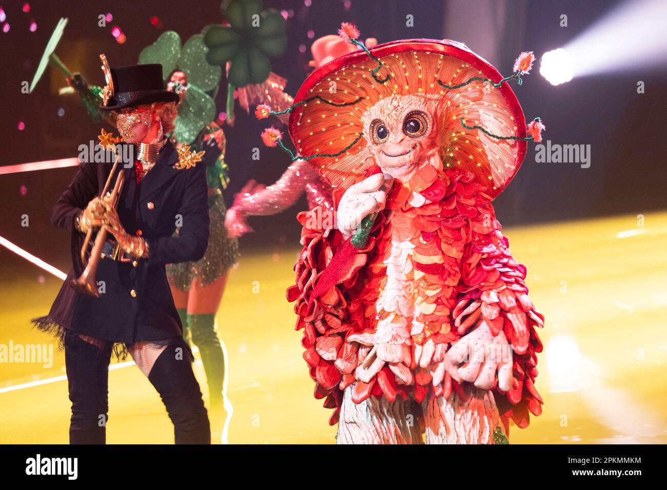 Cologne, Germany. 08th Apr, 2023. The character "The Mushroom" is on stage in the Prosieben show ...