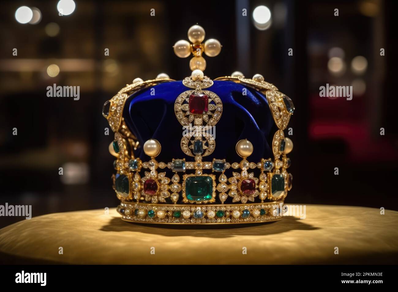 Royal golden crown with jewels on dark background. Symbols of UK United ...