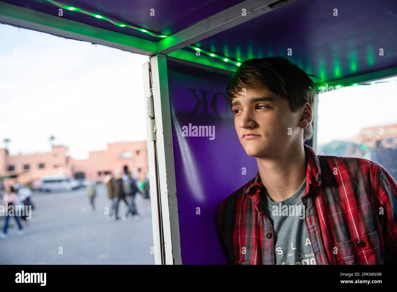 An American teenaged boy look out during his tuk tuk tour Stock Photo ...
