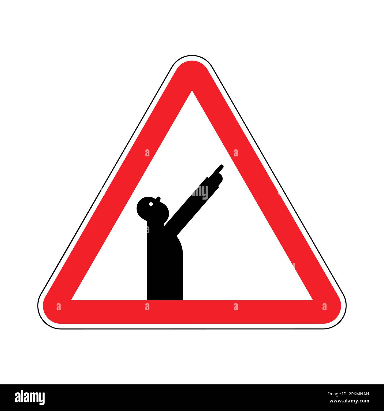 Attention points up. Red road triangular Caution sign. What will be ...