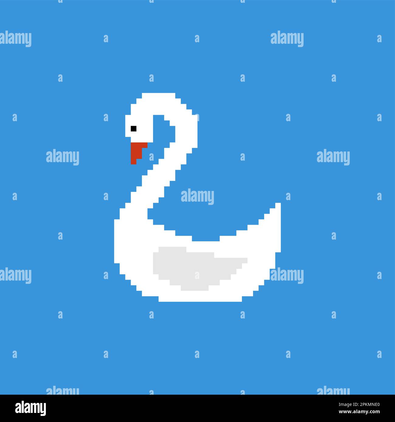 White Swan pixel art isolated. 8 bit Waterfowl pixelated. Vector ...