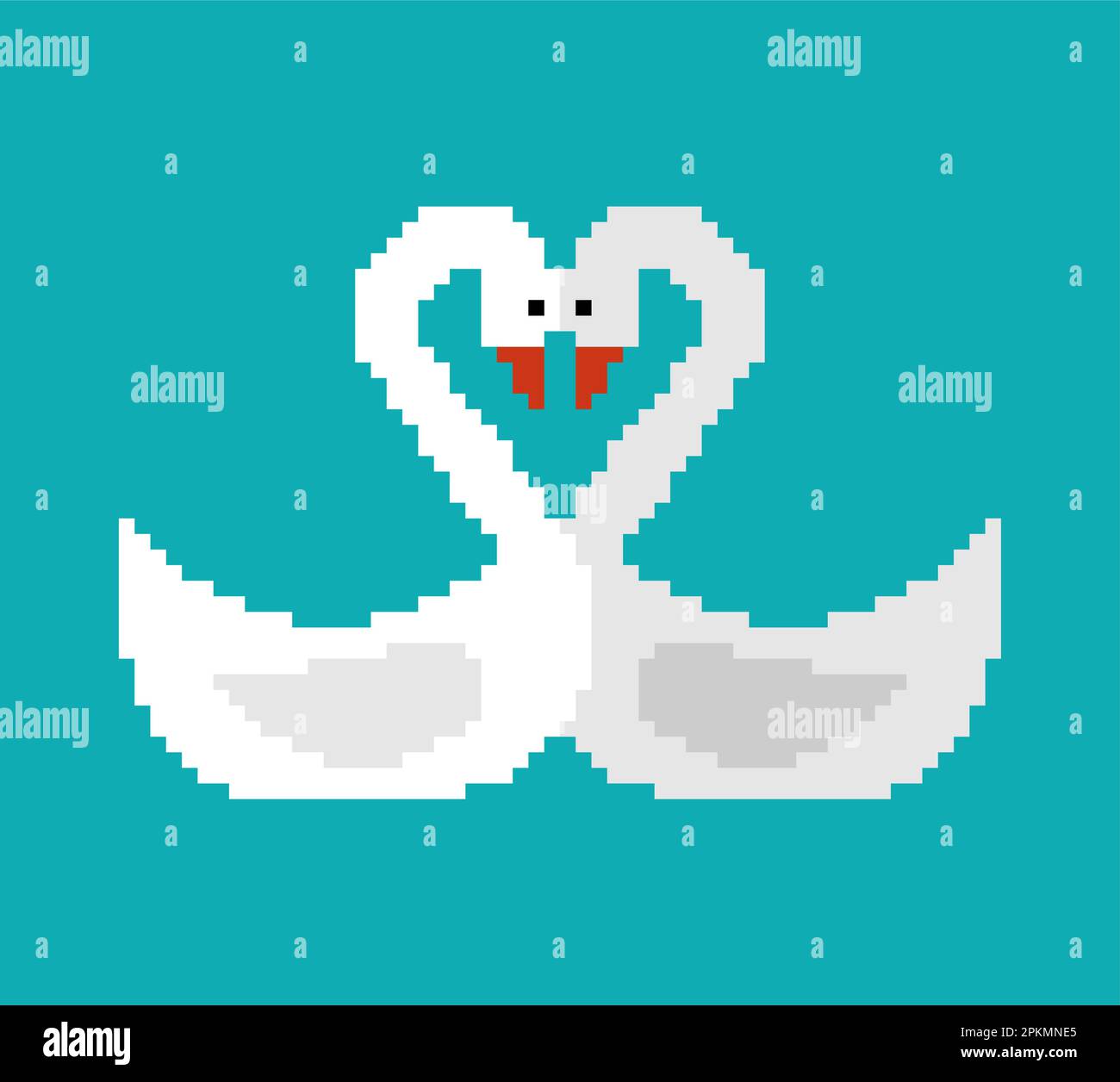 Two swans pixel art symbol of love. 8 bit Vector illustration Stock ...