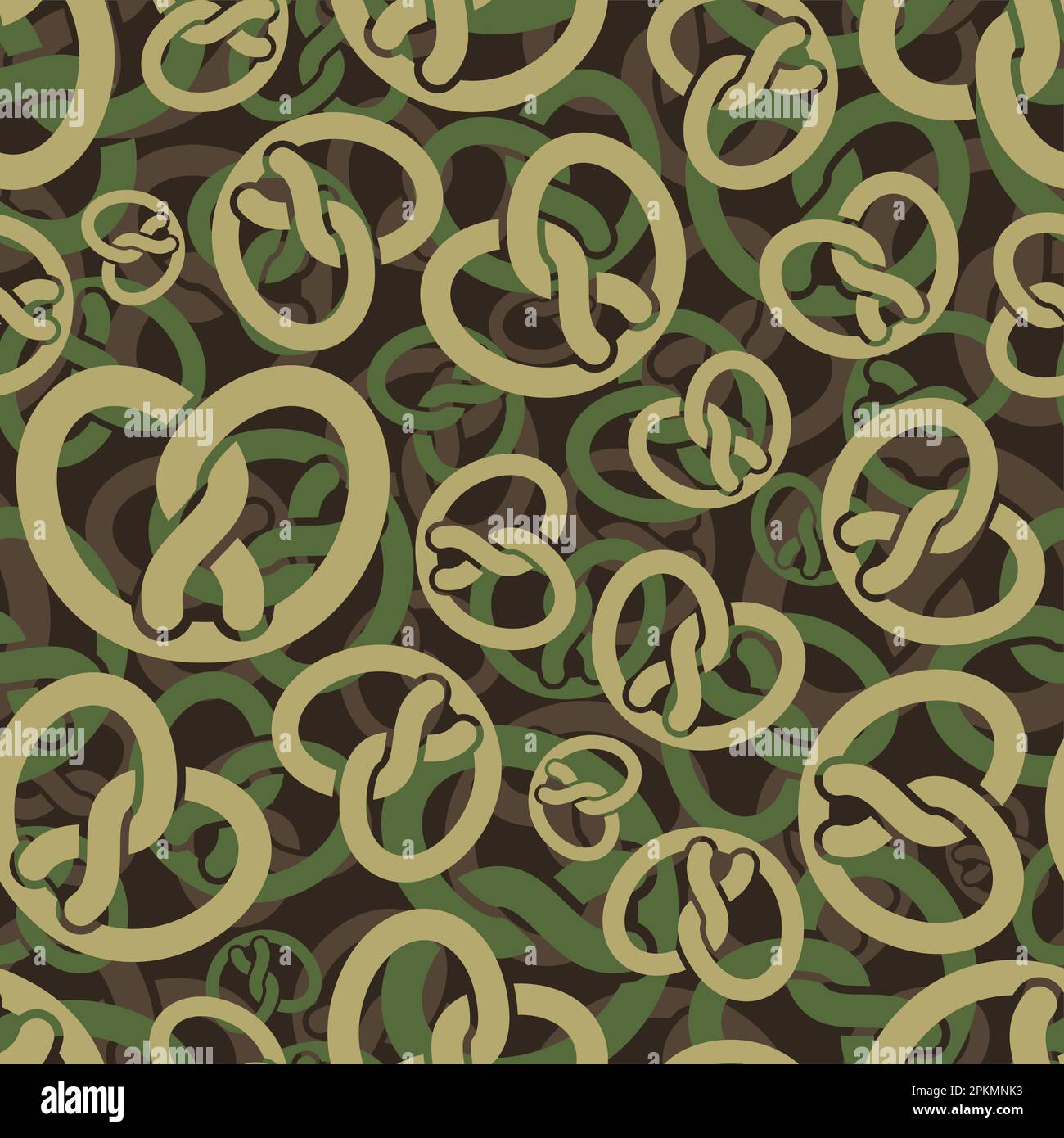 Bretzel Military pattern seamless. german bakery food Army background ...