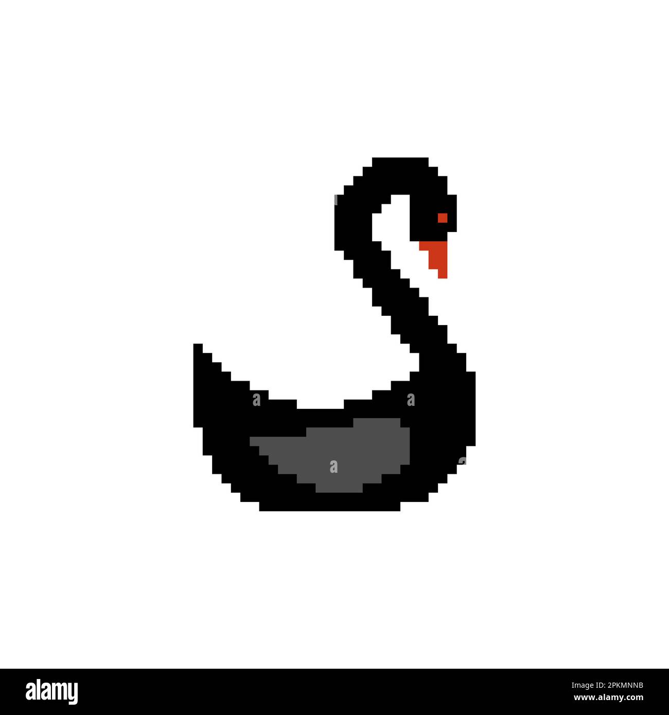 Black Swan pixel art isolated. 8 bit Waterfowl pixelated. Vector ...