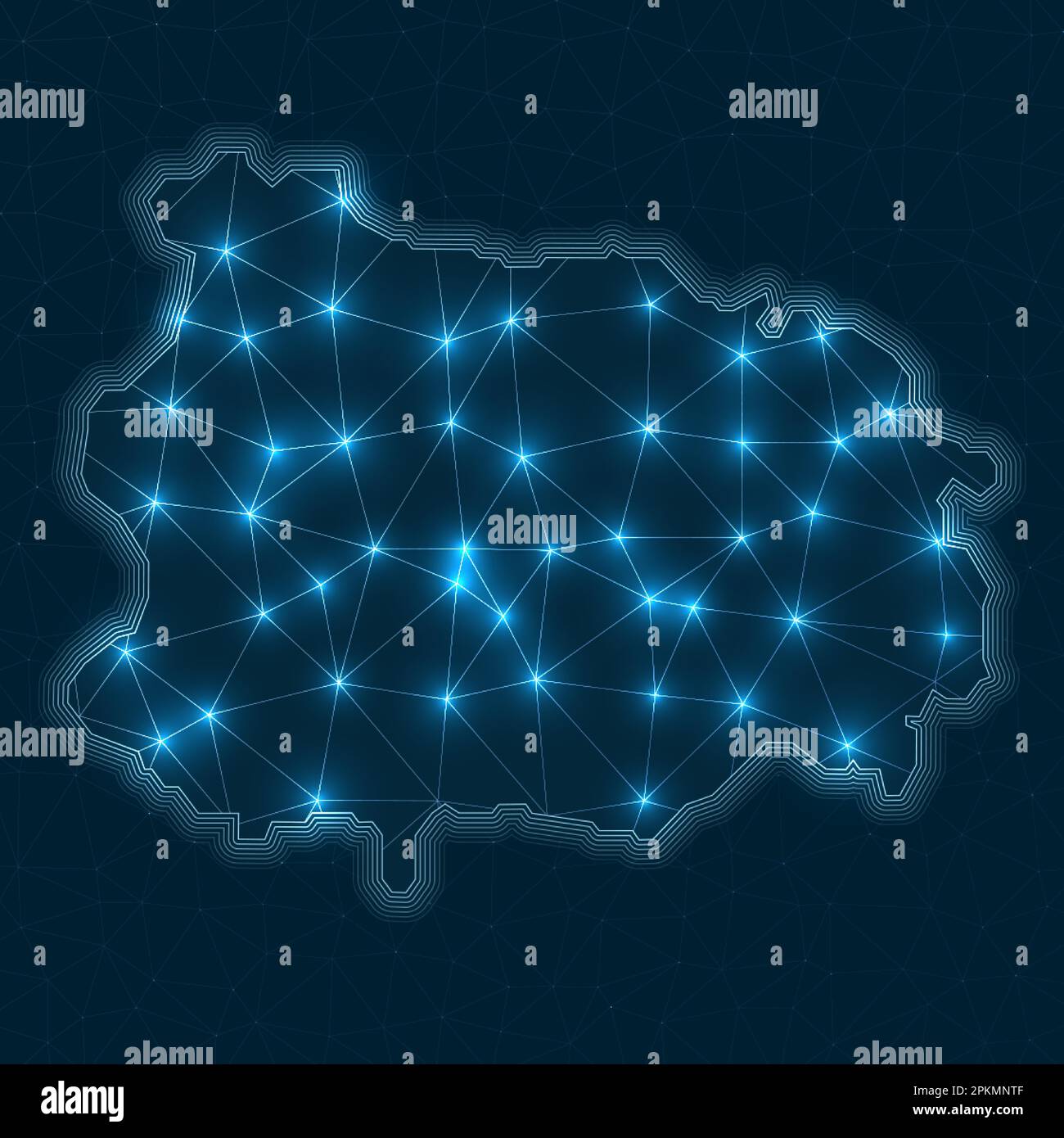 Ischia network map. Abstract geometric map of the island. Digital ...