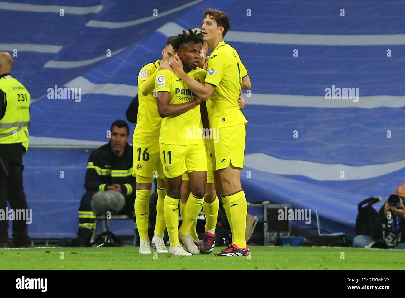 Madrid, Spain. 01st Mar, 2023. Villareal´s players celebrate during La ...