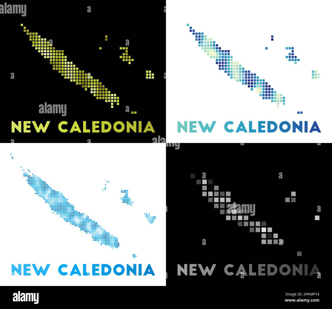 New Caledonia map. Collection of map of New Caledonia in dotted style ...