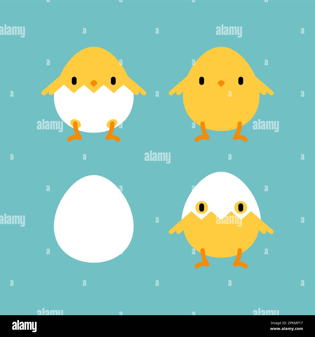 Chicken cartoon cute set. Little chicken Vector illustration Stock ...