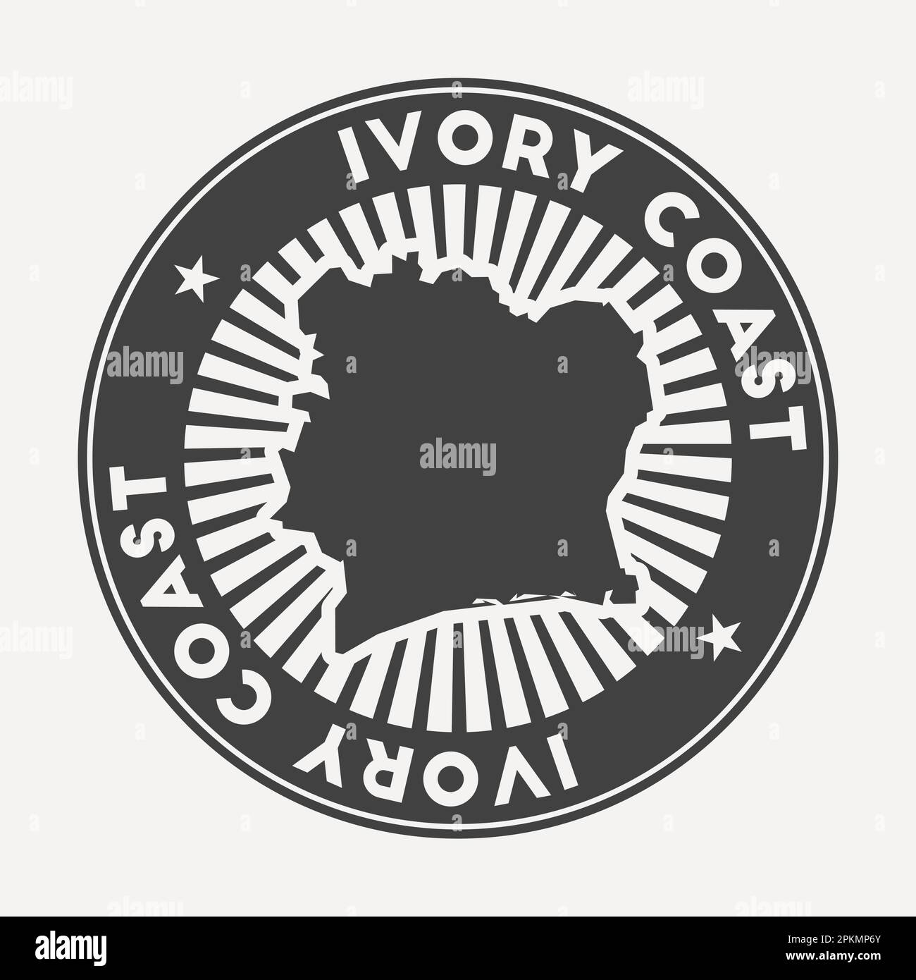 Ivory Coast round logo. Vintage travel badge with the circular name and map of the country ...