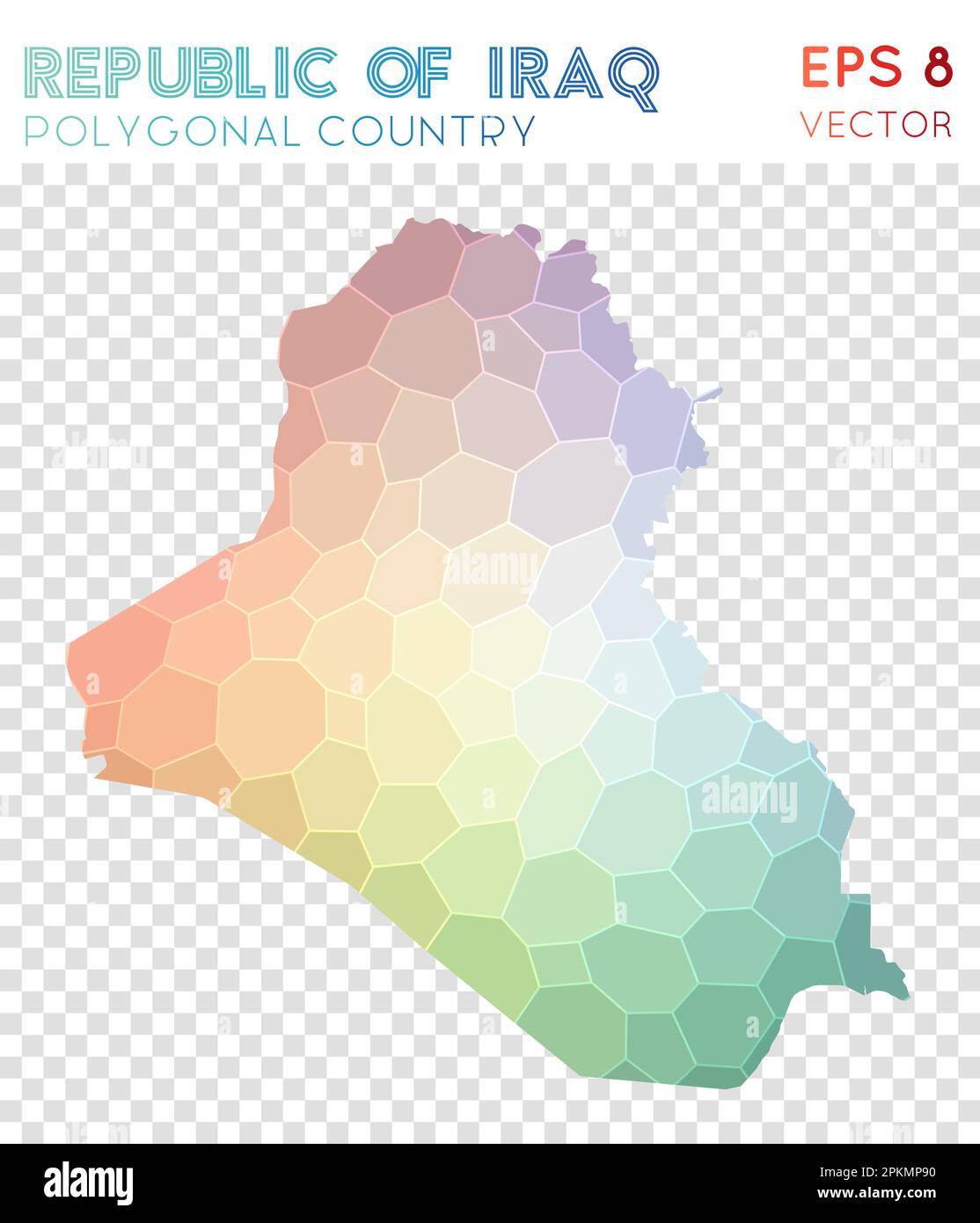Republic of Iraq polygonal map, mosaic style country. Marvelous low ...