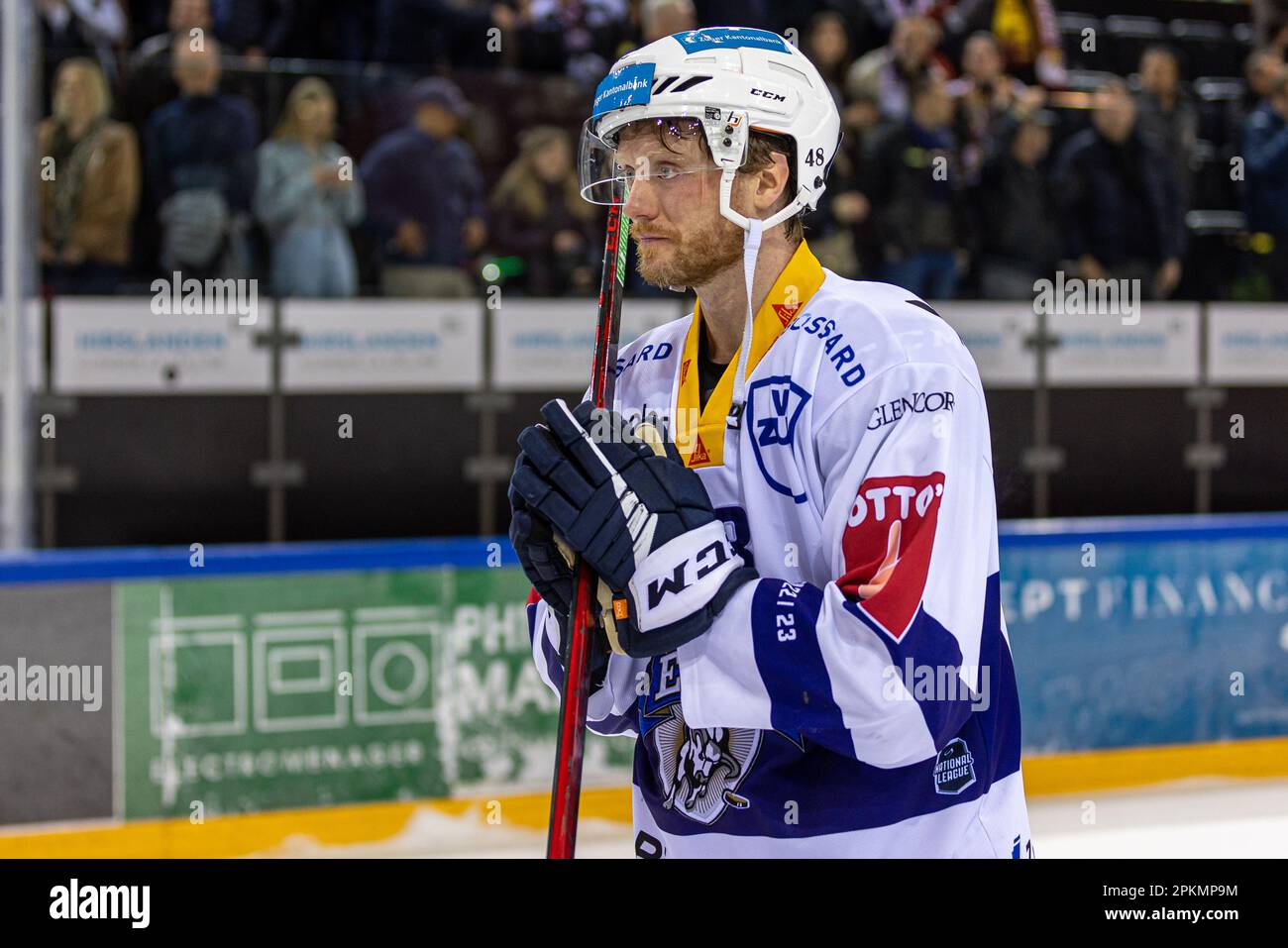 Carl Klingberg #48 (EV Zug) puts his hands together to thank the Zug ...