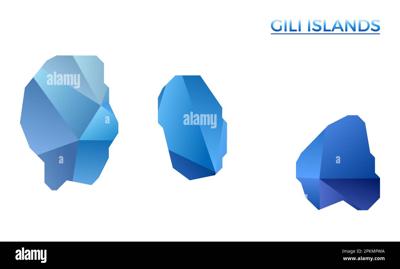 Vector polygonal Gili Islands map. Vibrant geometric island in low poly ...