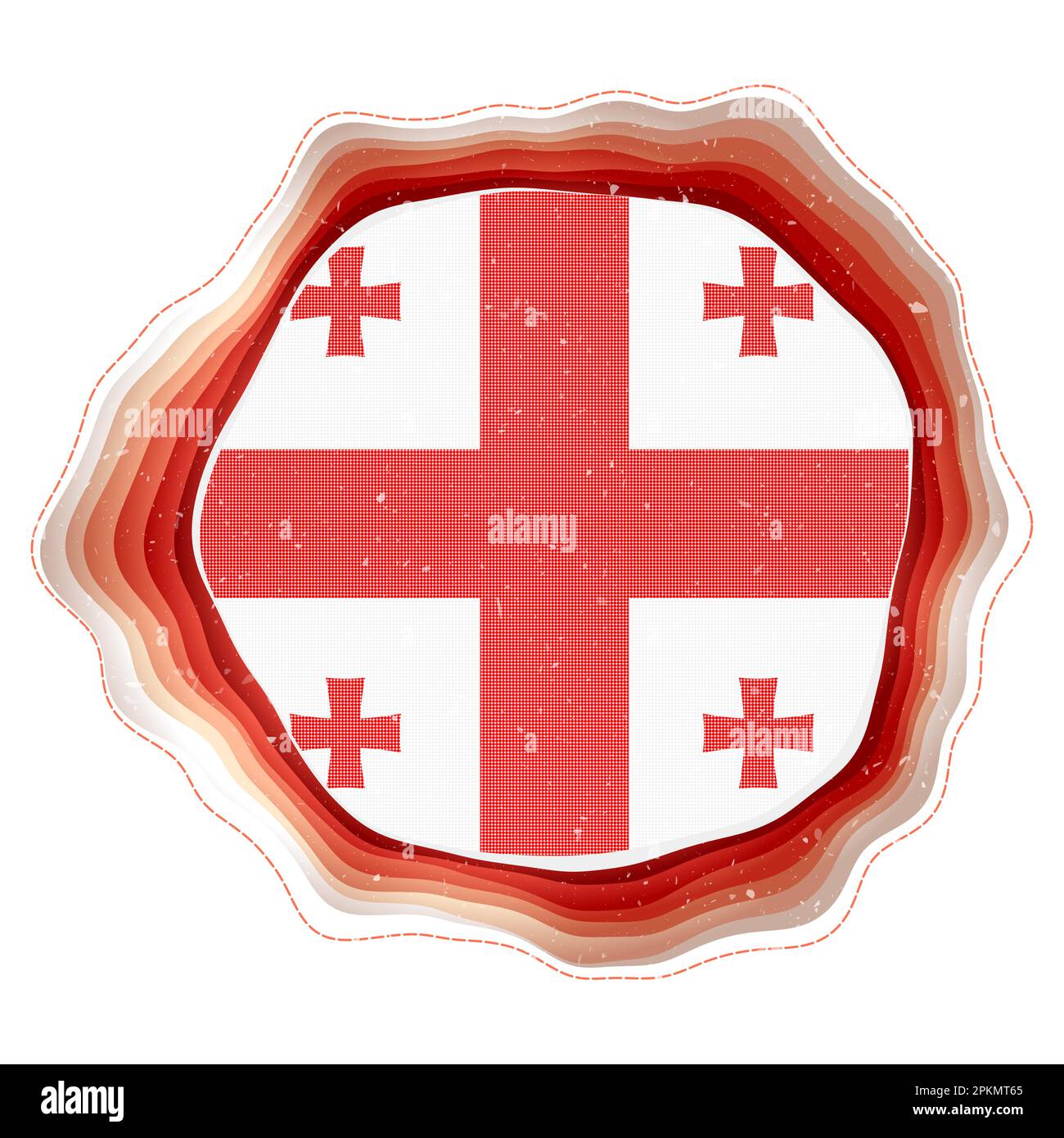 Georgia flag in frame. Badge of the country. Layered circular sign around Georgia flag. Elegant ...