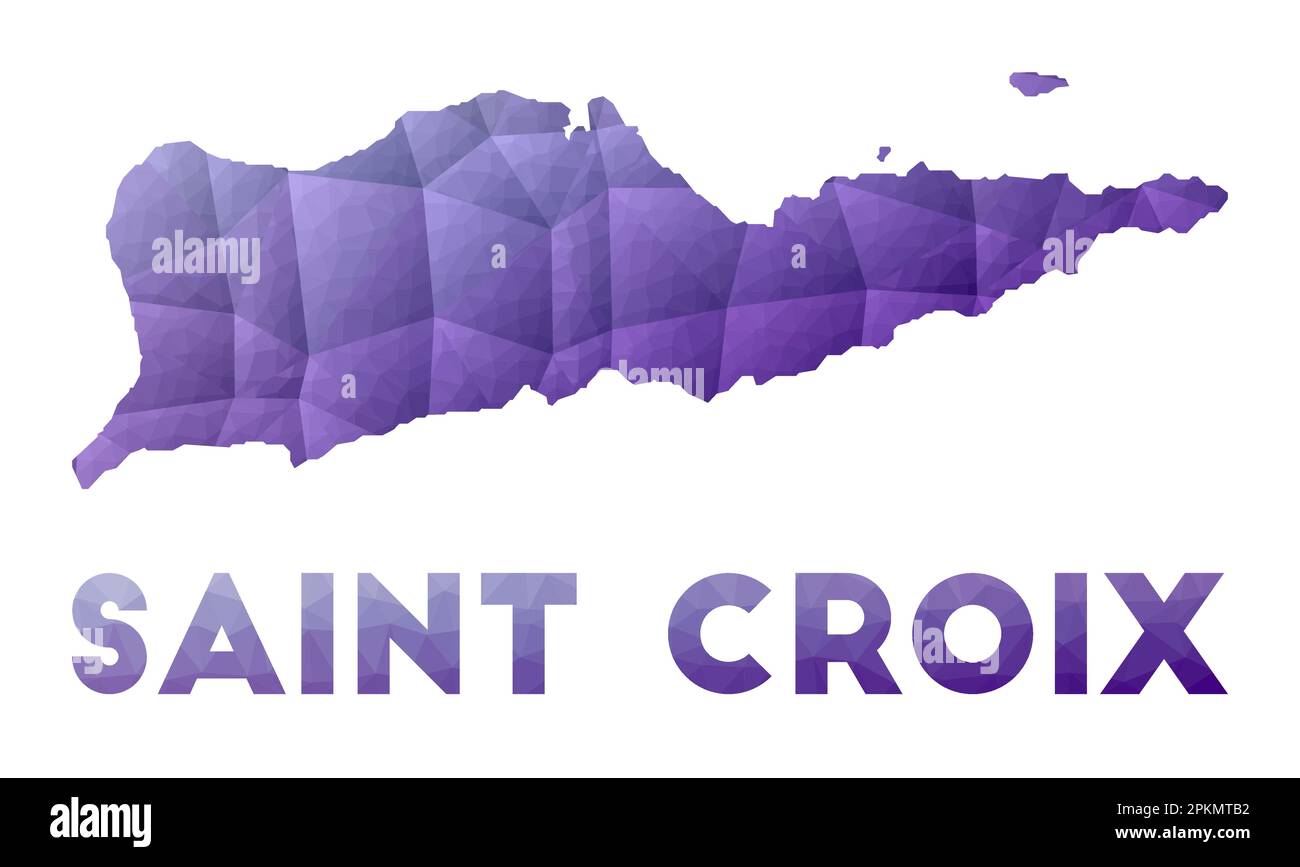Map of Saint Croix. Low poly illustration of the island. Purple ...